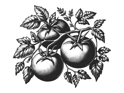 Tomato Branch Plant Sketch Royalty Free Vector Image