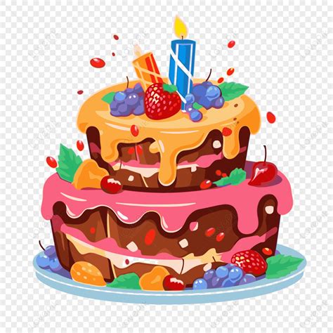 딸기와 뿌리 요소 만화와 생일 케이크의 생일 케이크 클립 아트 벡터 이미지 Png 일러스트 무료 다운로드 Lovepik