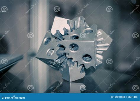 Selective Laser Melting Object Printed On Metal 3d Printer Close Up