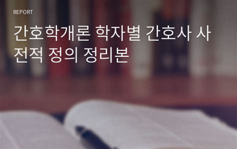 간호학개론 학자별 간호사 사전적 정의 정리본 레포트