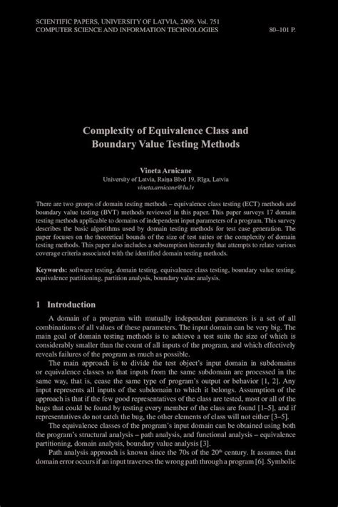 pdf complexity of equivalence class and boundary value testing