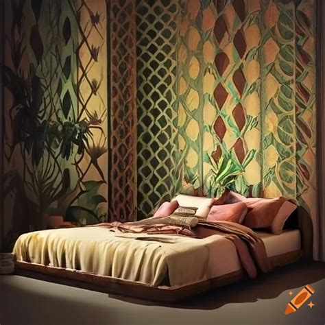 Tropical Art Deco Bedroom On Craiyon