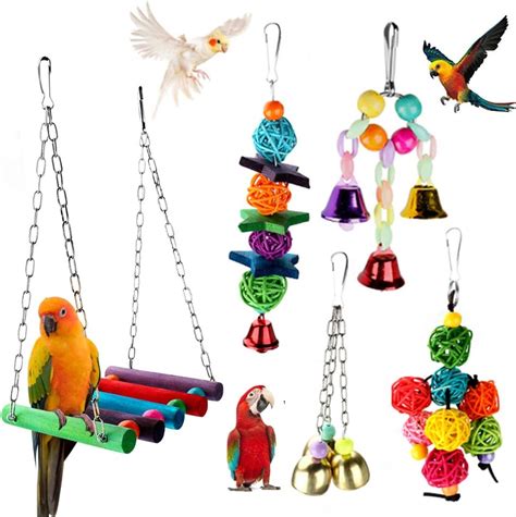 Achort 5 Unidades Juguetes para Pájaros Accesorios Jaula Pajaros Bite