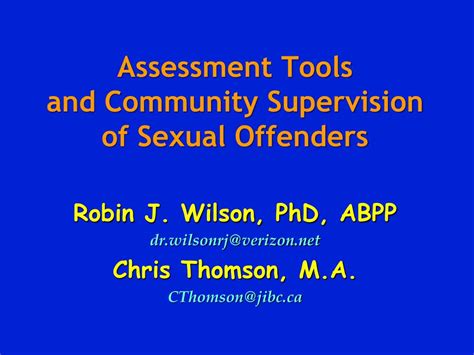 Ppt Assessment Tools And Community Supervision Of Sexual Offenders