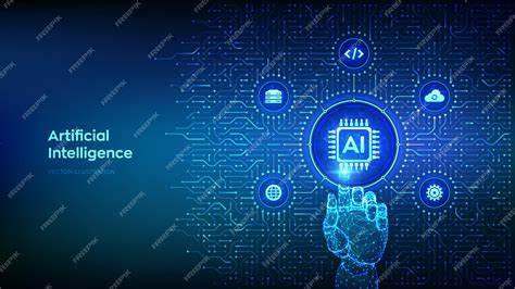 인공지능 머신러닝 기술 빅데이터 분석 회로판 배경 프리미엄 벡터