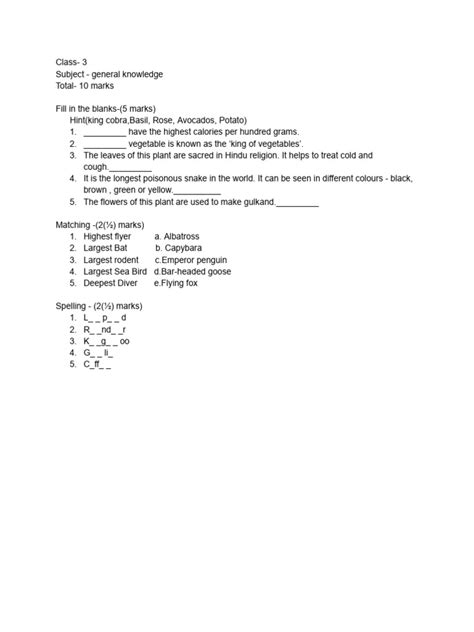 Class 3 Gk Pdf
