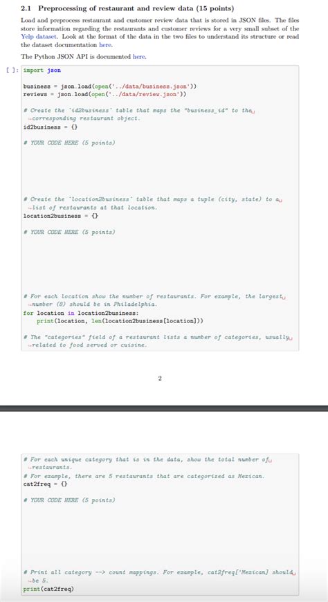 Solved 21 Preprocessing Of Restaurant And Review Data 15