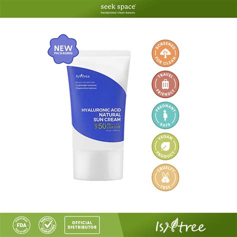 Isntree Hyaluronic Acid Natural Sun Cream Spf 50 Pa 50ml Shopee