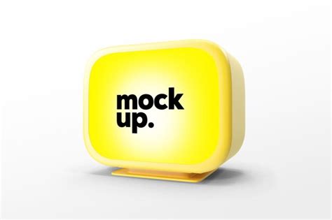Premium Psd A Yellow Square Object That Says Mock Up