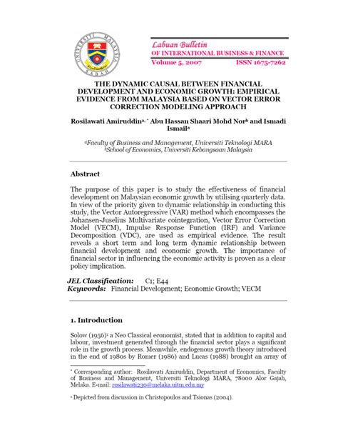 Pdf The Dynamic Causal Between Financial Development And Economic Growth Empirical Evidence