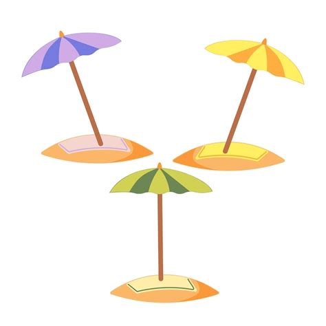 Premium Vector Beach Umbrellas With Mats