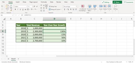 How To Calculate Year Over Year Growth In Excel Sheetaki