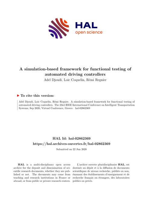 Pdf A Simulation Based Framework For Functional Testing Of Automated