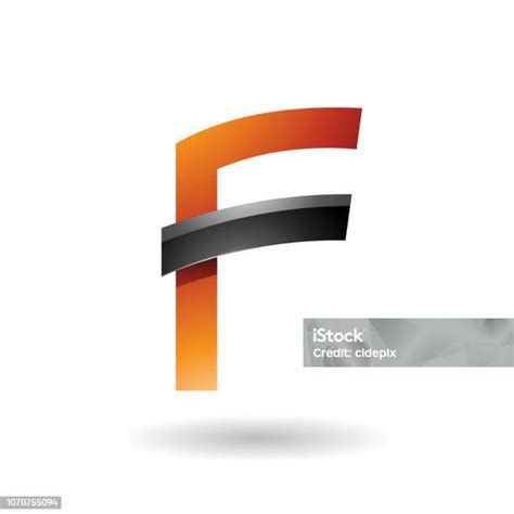 Turuncu Siyah Parlak Sopa Vektör Çizim Ile F Harfi Stok Vektör Sanatı