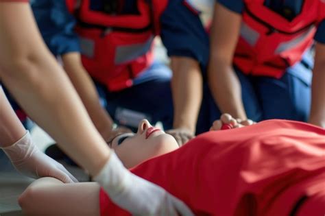 Hands Of A Paramedic Doing Chest Compression During The Training