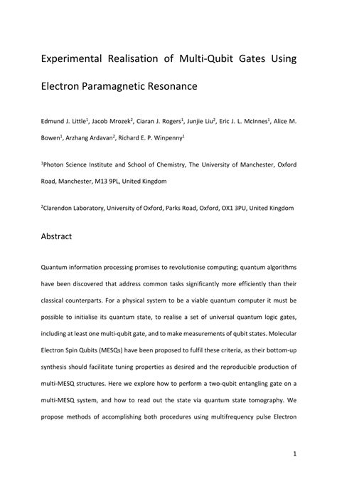 pdf experimental realisation of multi qubit gates using electron