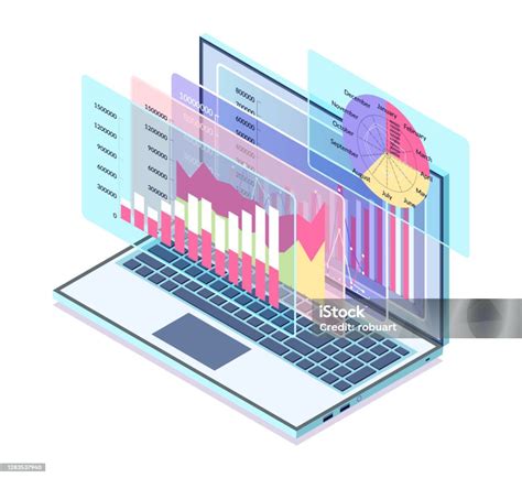 Graphiques Et Infographies Sur Lécran De Lordinateur Portable 3d