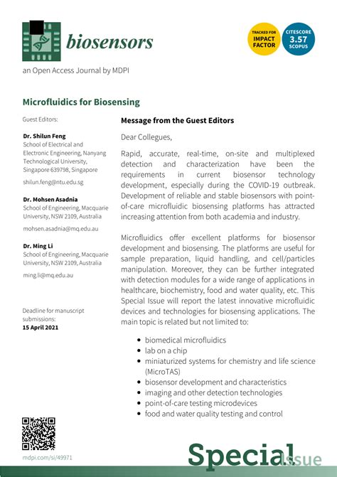 Pdf Collections Of Microfluidics For Biosensing Published In