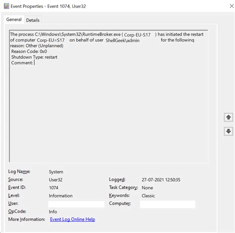Event Id 1074 System Restart Or Shutdown Shellgeek