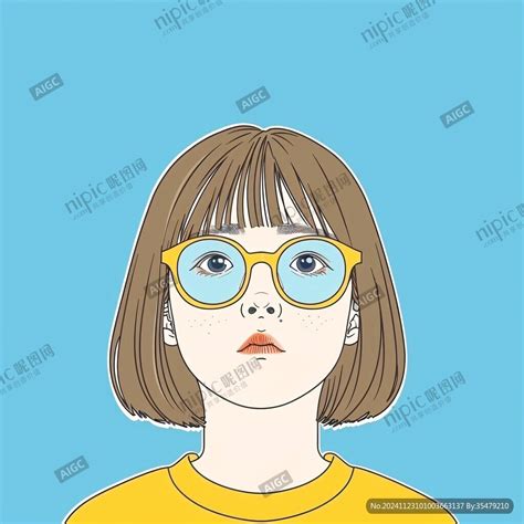 Ai创作图插画人物戴眼镜女孩 戴眼镜女孩插画 女孩插画头像 墨镜人物插画 插画女孩头像 插画人物头像女孩 人物插画短发女生 极简风格头像 卡通戴眼镜的女生 原创小朋友头像 少女头像插画 人物