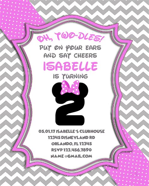 Oh Twodles Minnie Mouse Birthday Invitation Digital File Etsy Australia