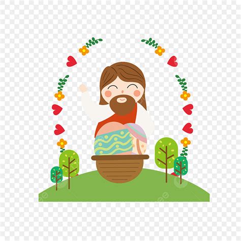 손으로 그린 예수 부활 달걀 일러스트 그림 예수 그리스도 공장 나무 Png 일러스트 및 Psd 이미지 무료 다운로드