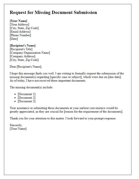 Letter Template For Missing Document Request Free Samples In Pdf Letterin