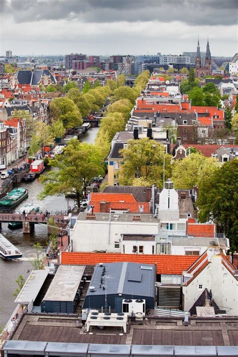 Amsterdam Stadtbild Von Nieuwevaart Kanal Stockbild Bild Von