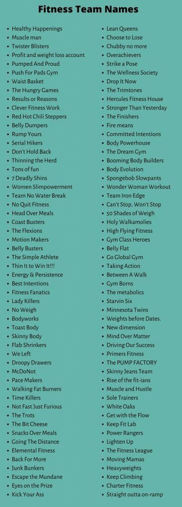 Fitness Team Names 500 Catchy Fitness Challenge Names