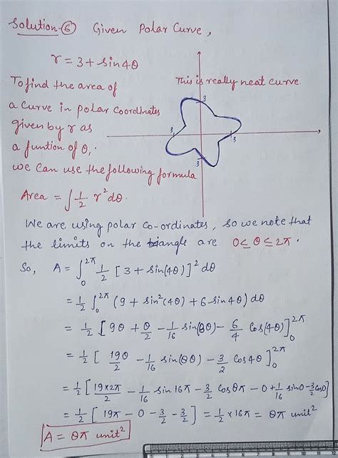 Solved 6 Find The Area Enclosed By The Polar Curver 3 Sin40