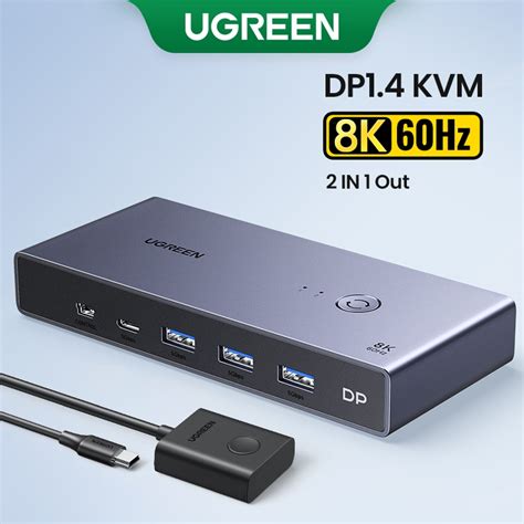 UGREEN DP Switch K Hz KVM Switch PCs Sharing Display Printer Keyboard Mouse DP Cable