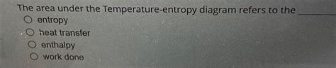 Solved The Area Under The Temperature Entropy Diagram Refers Chegg