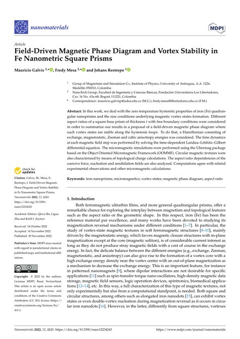 PDF Field Driven Magnetic Phase Diagram And Vortex Stability In Fe Nanometric Square Prisms