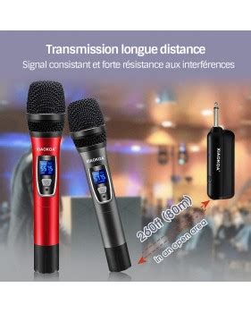 Microphone karaoké sans fil UHF double canal portatif cardioïde m