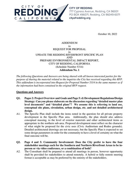 Addendum To Rfp Riverfront Specific Plan Documentcloud