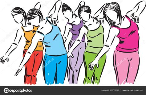Group Women Dancers Fitness Vector Illustration Stock Illustration By