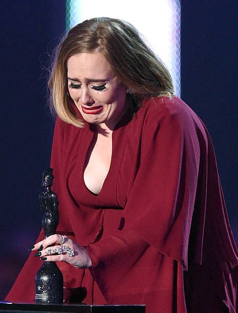 Adele With Her Global Success Award On Stage At The Brit Awards 2016