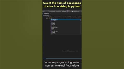 Count The Num Of Occurance Of Char In A String In Python Shorts Youtube