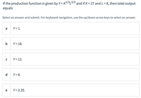 Solved A Production Function Exhibits Constant Returns To