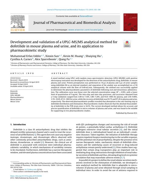Pdf Development And Validation Of A Uplc Msms Analytical Method For