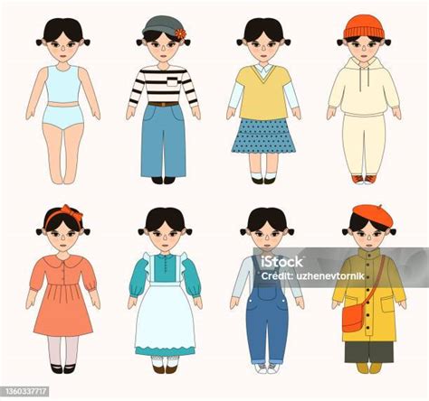 Paper Doll For Dress Up Game向量圖形及更多公仔圖片 公仔 一組物體 人 Istock