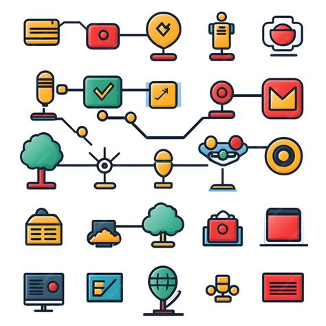 A Set Of Diagram Icons Featuring Flowcharts Process Diagrams And Organizational Charts Includes