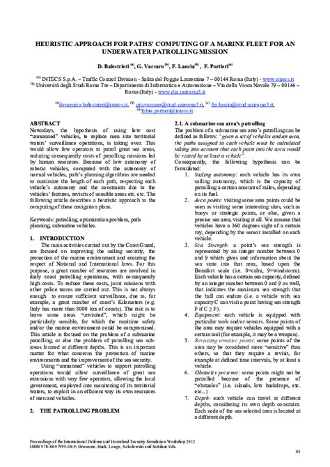 Pdf Heuristic Approach For Paths Computing Of A Marine Fleet For An