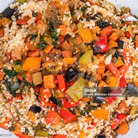 Сouscous With Stews Is A Moroccan And Tunisian Dish Couscous Mixed With