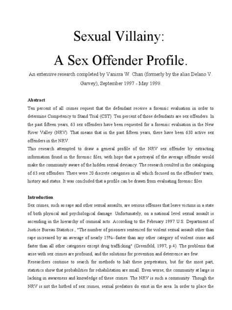 A Sex Offender Profile Sex Offender Substance Abuse Free 30 Day