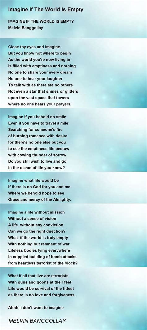 Imagine If The World Is Empty Imagine If The World Is Empty Poem By