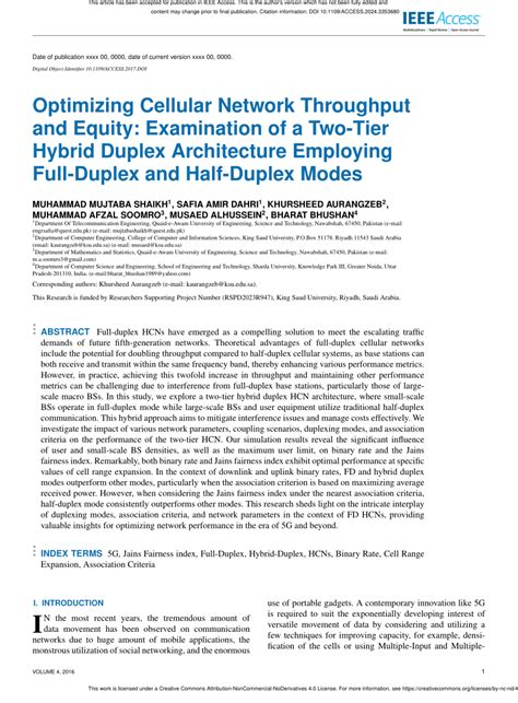 Pdf Optimizing Cellular Network Throughput And Equity Examination Of A Two Tier Hybrid Duplex
