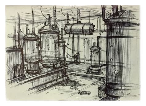 Mikes Art Blog 8 Laboratory Factory Workshop Sketch Drawing