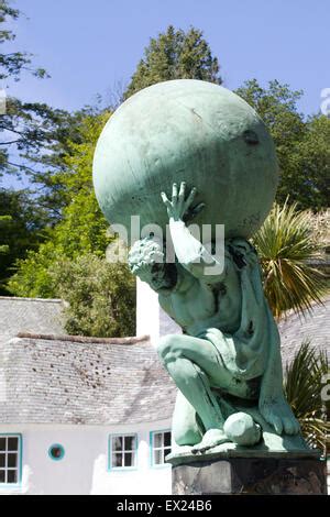 Statue Of Atlas Carrying The World At Portmeirion Italianate Village