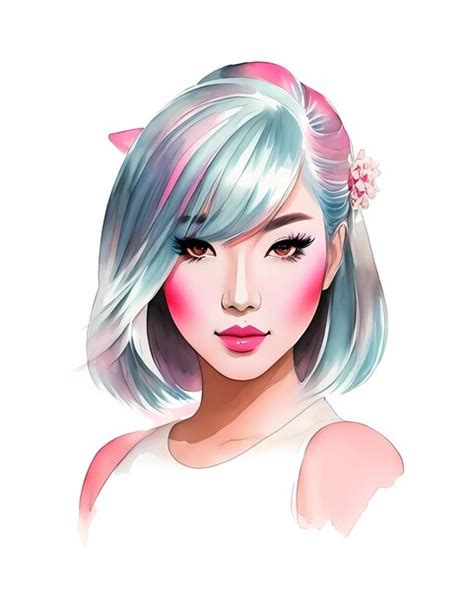 전통적인 일본 게이샤 여자의 초상화 프리미엄 벡터
